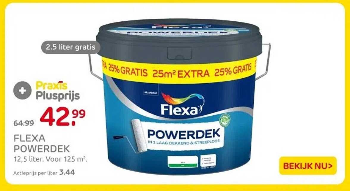 Flexa Powerdek 12,5 Liter. Voor 125 M². aanbieding bij Praxis