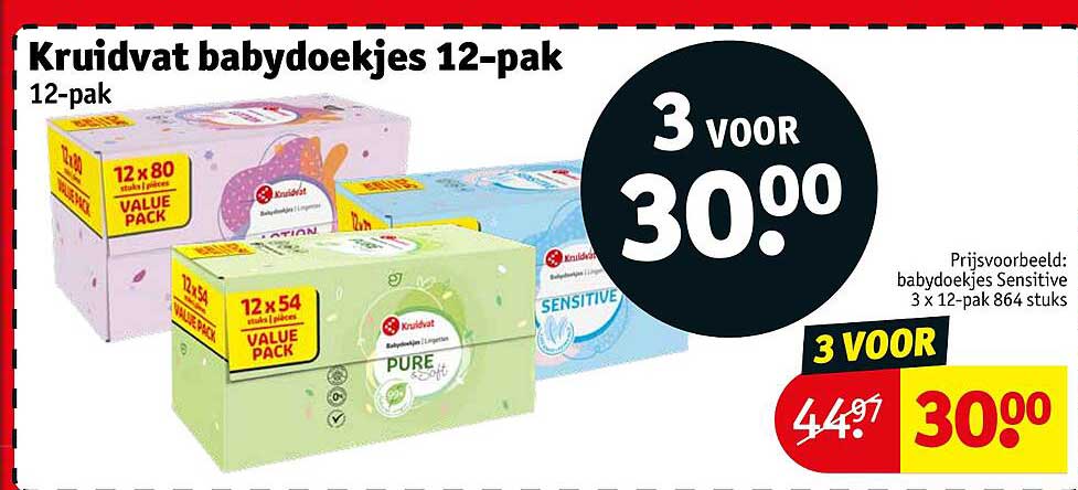 Kruidvat Babydoekjes 12-Pak Aanbieding bij Kruidvat - FolderFeest.nl