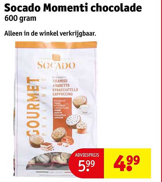 Socado Momenti Chocolade 600 Gram aanbieding bij Kruidvat