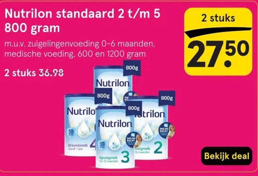 Nutrilon Standaard 2 T/M 5 800 Gram Aanbieding bij Etos - FolderFeest.nl