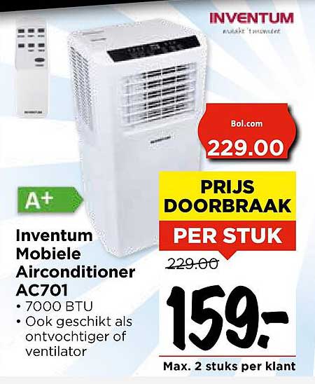 Inventum Mobiele Airconditioner Ac701 Aanbieding bij Vomar - FolderFeest.nl