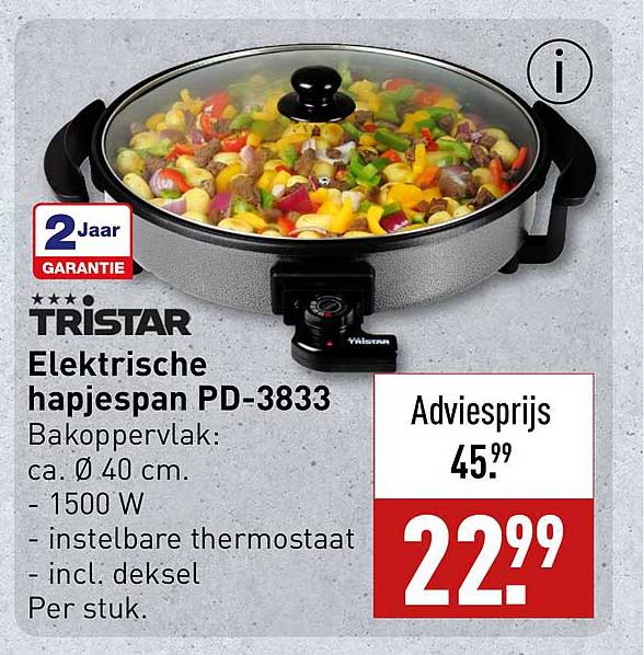 Tristar Elektrische Hapjespan Pd-3833 aanbieding bij ALDI