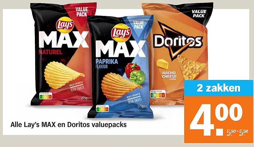 Alle Lay's Max En Doritos Valuepacks Aanbieding bij Albert Heijn ...