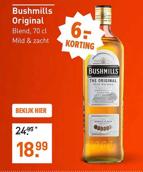 Bushmills Original Aanbieding bij Gall & Gall - FolderFeest.nl