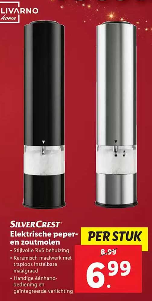 Silvercrest Elektrische Peper- En Zoutmolen aanbieding bij Lidl