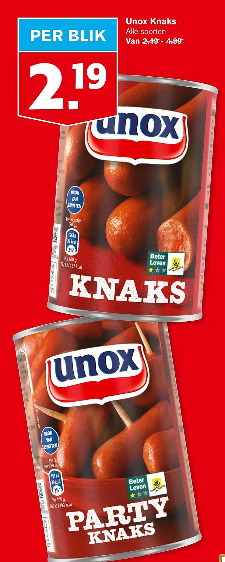Unox Knaks Alle Soorten aanbieding bij Hoogvliet