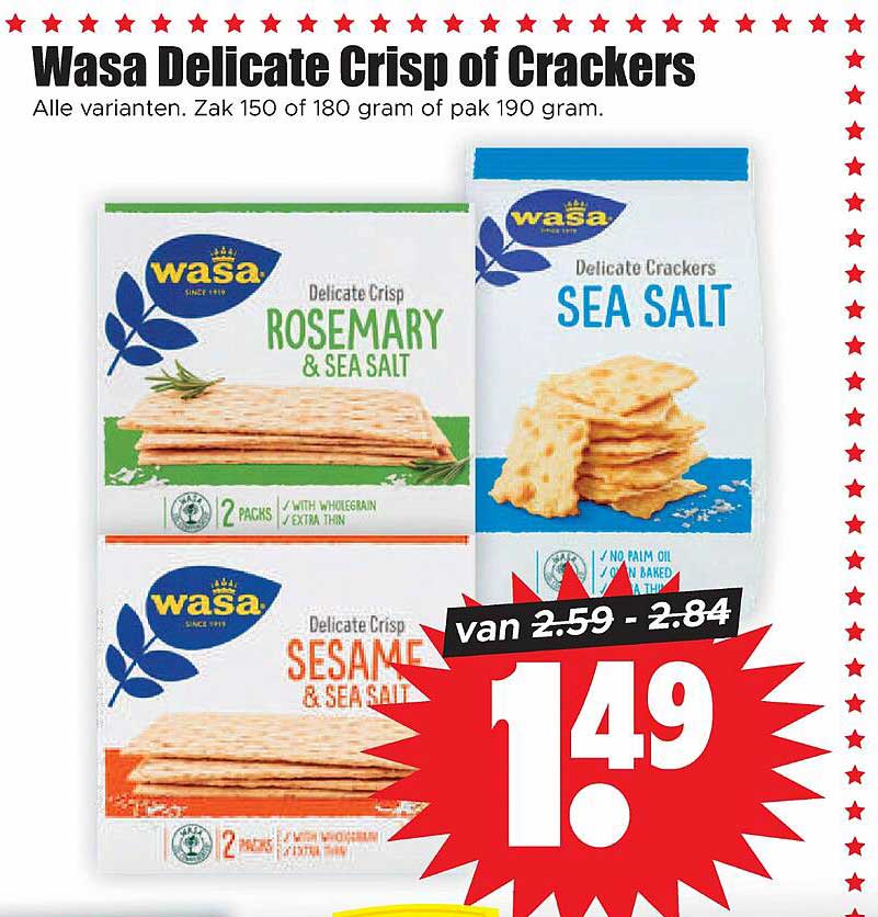 Wasa Delicate Crisp Of Crackers aanbieding bij Dirk