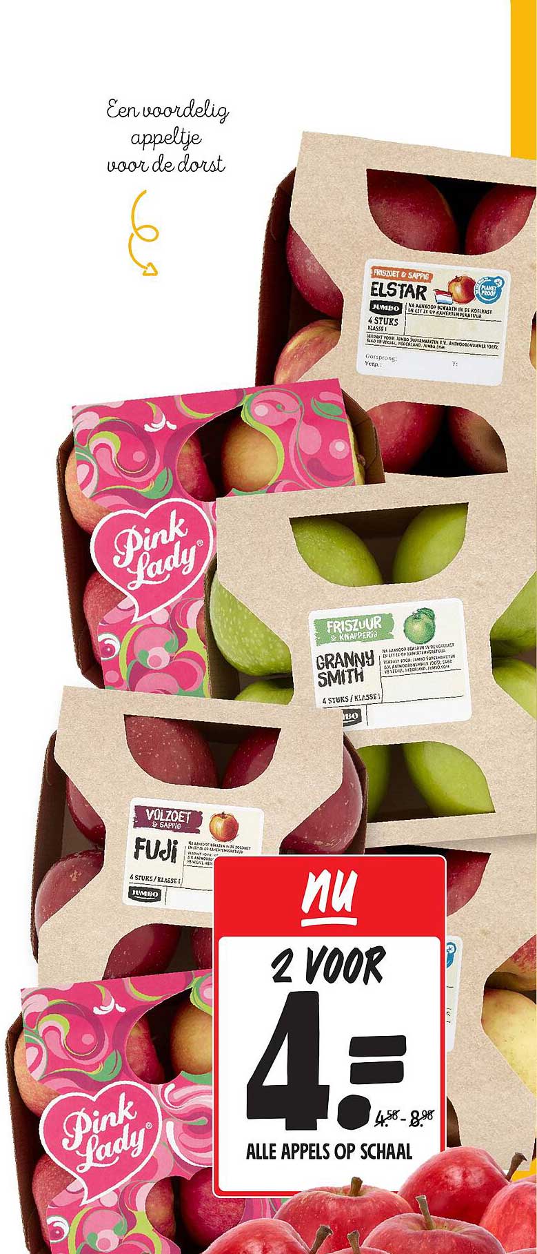 2 Voor 4,= Alle Appels Op Schaal Aanbieding bij Jumbo - FolderFeest.nl
