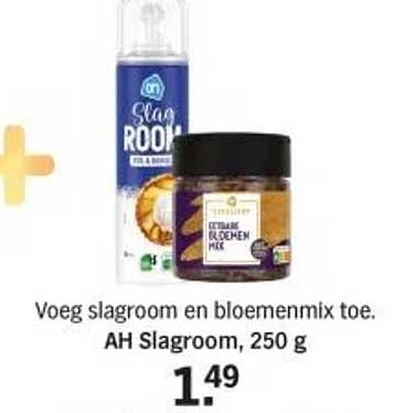 Ah Slagroom, 250 G Aanbieding bij Albert Heijn - FolderFeest.nl