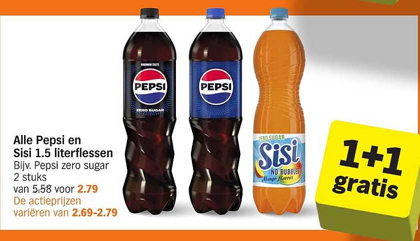 Alle Pepsi En Sisi 1.5 Literflessen Aanbieding bij Albert Heijn ...