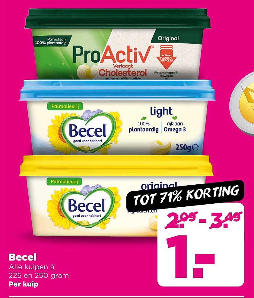 Becel - Alle Kuipen À 225 En 250 Gram Aanbieding bij PLUS - FolderFeest.nl
