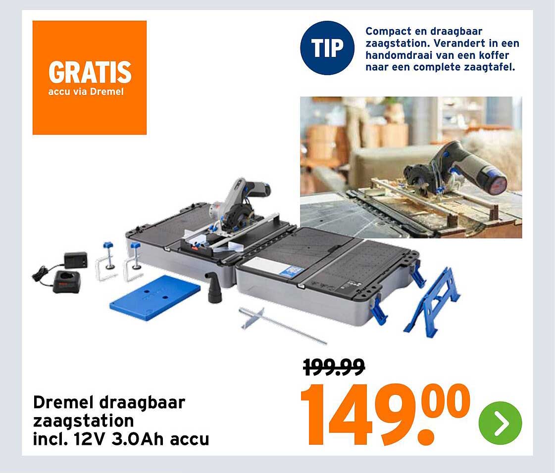 Dremel Draagbaar Zaagstation Incl. 12V 3.0Ah Accu Aanbieding bij GAMMA ...
