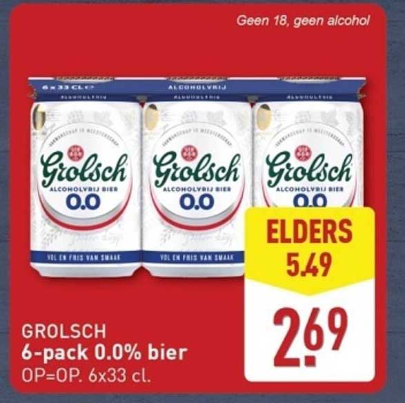 Grolsch 6-Pack 0.0% Bier Aanbieding bij ALDI - FolderFeest.nl