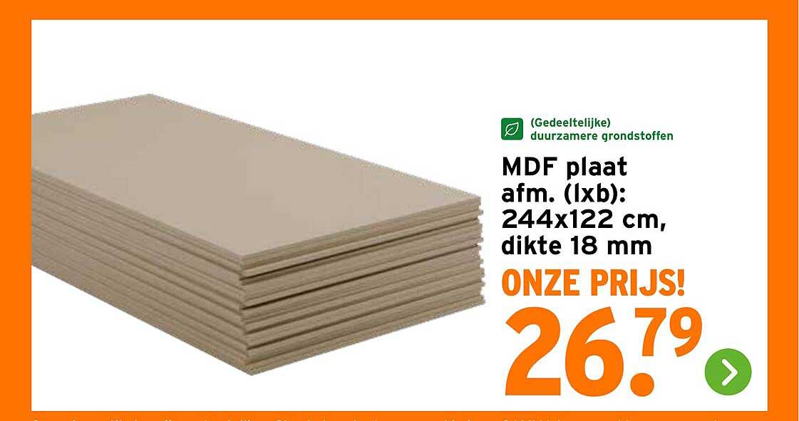 Mdf Plaat Afm. (Lxb): 244X122 Cm, Dikte 18 Mm Aanbieding bij GAMMA ...