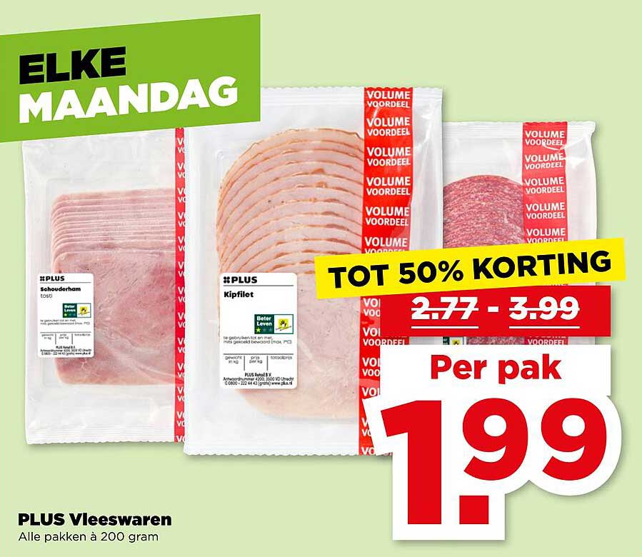 Plus Vleeswaren - Alle Pakken À 200 Gram Aanbieding bij PLUS ...