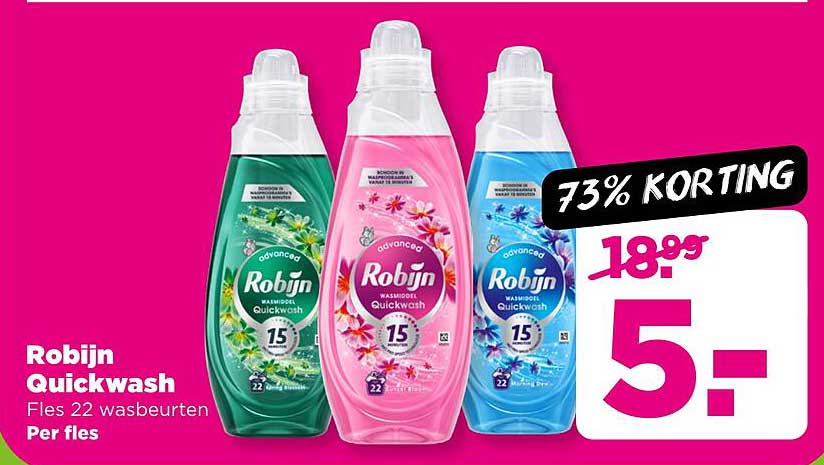 Robijn Quickwash Fles 22 Wasbeurten Aanbieding bij PLUS - FolderFeest.nl