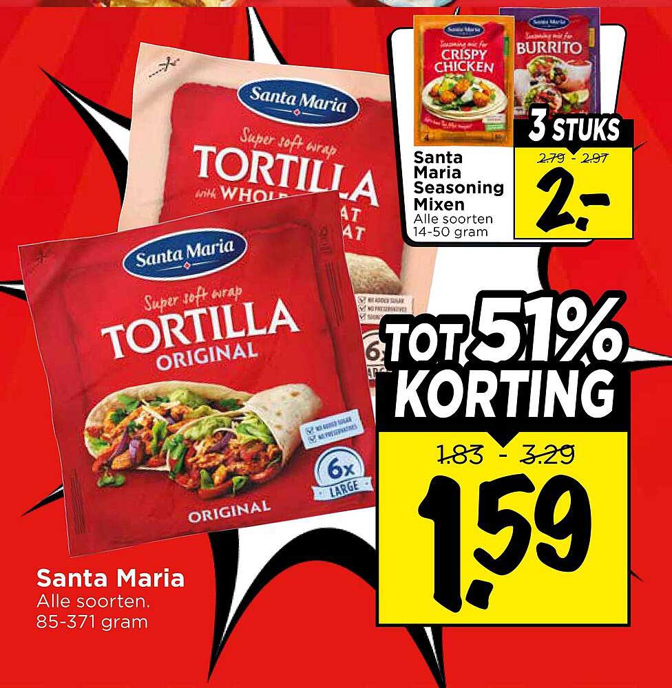 Santa Maria Tortilla Original Aanbieding bij Vomar - FolderFeest.nl