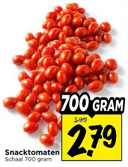 Snacktomaten Schaal 700 Gram Aanbieding bij Vomar - FolderFeest.nl