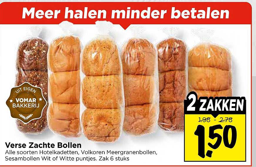 Verse Zachte Bollen Aanbieding bij Vomar - FolderFeest.nl