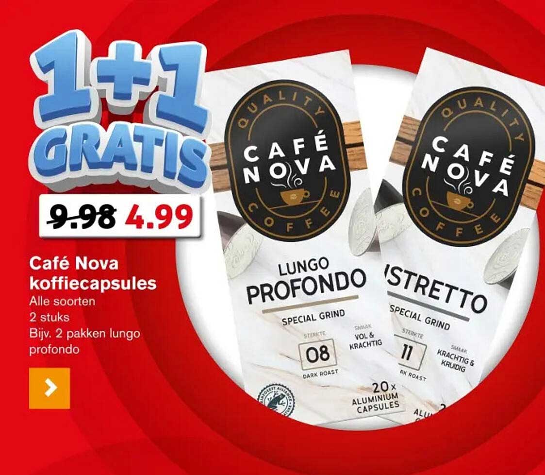 Café Nova Koffiecapsules aanbieding bij Hoogvliet