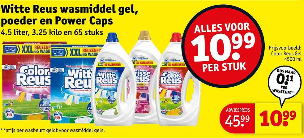Witte Reus Wasmiddel Gel, Poeder En Power Caps aanbieding bij Kruidvat