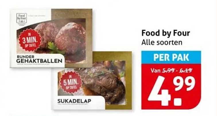 Food By Four Alle Soorten Per Pak Aanbieding bij Hoogvliet - FolderFeest.nl