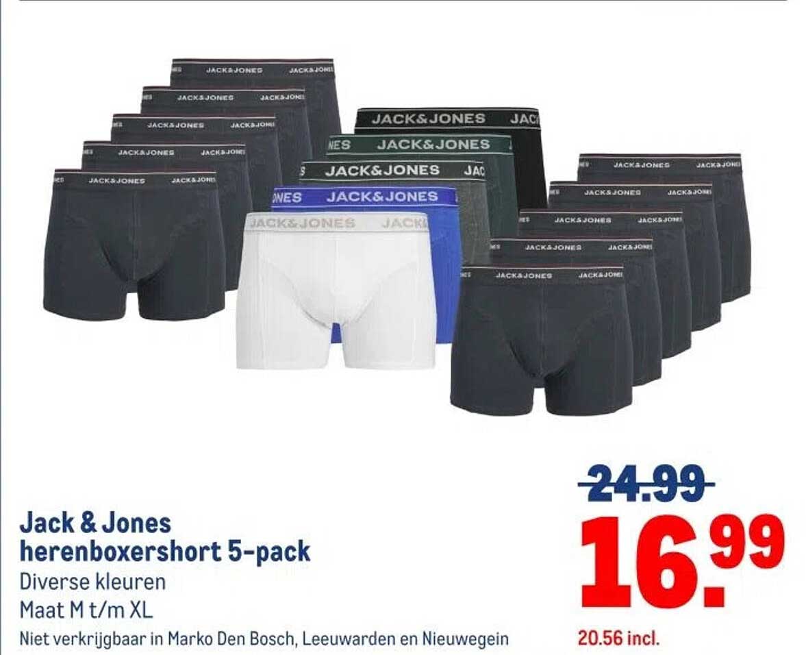 Jack & Jones Herenboxershort 5-Pack Aanbieding bij Makro - FolderFeest.nl