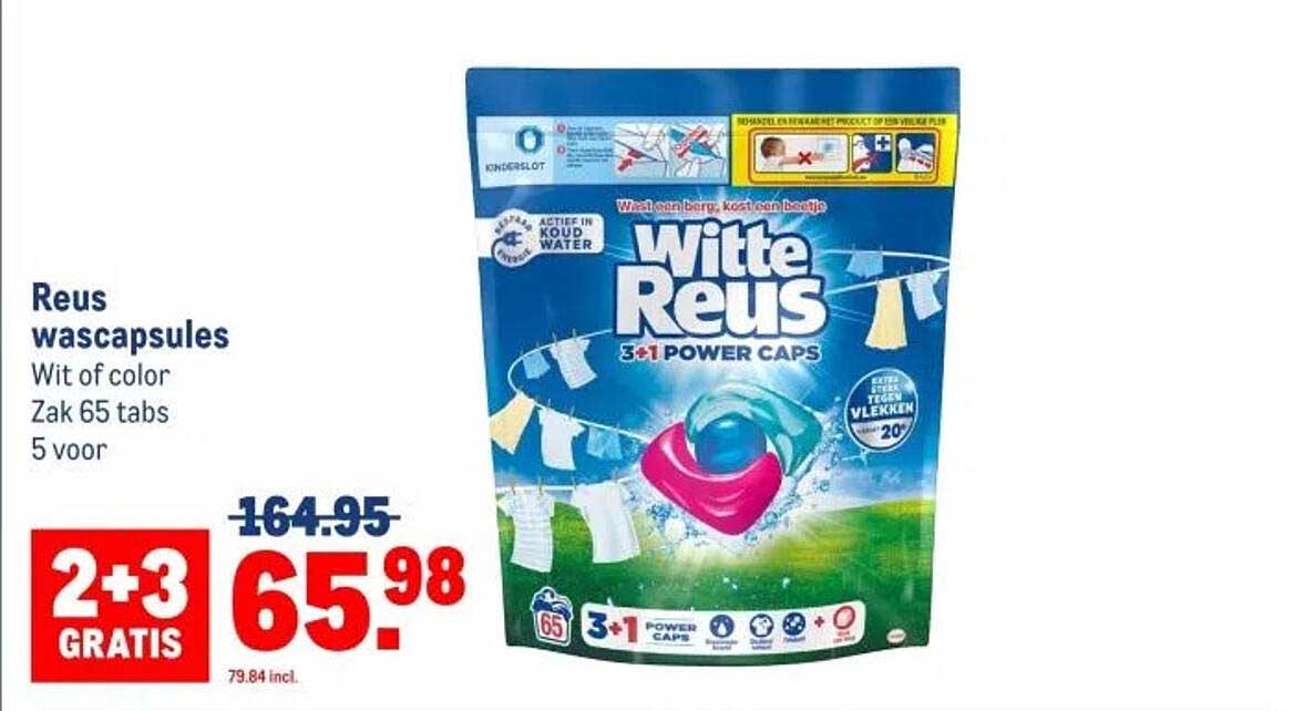 Witte Reus Wascapsules Wit Of Color Zak 65 Tabs Aanbieding bij Makro ...