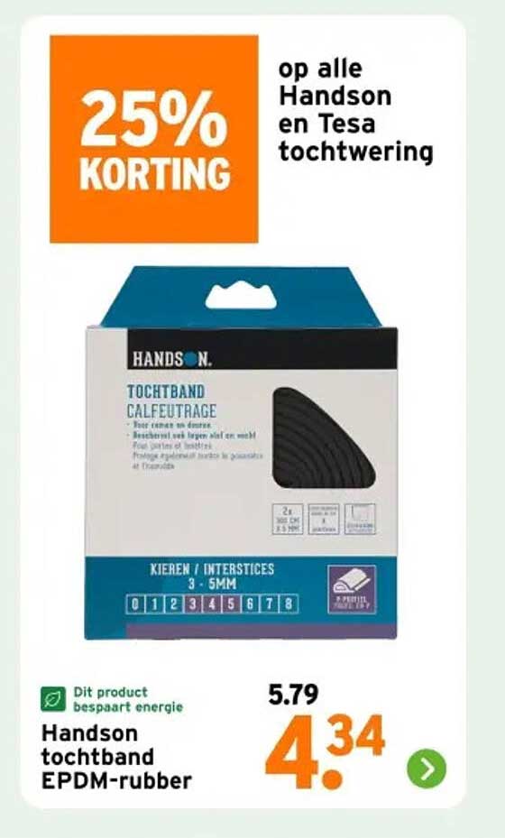 Handson Tochtband Epdm-Rubber Aanbieding bij GAMMA - FolderFeest.nl