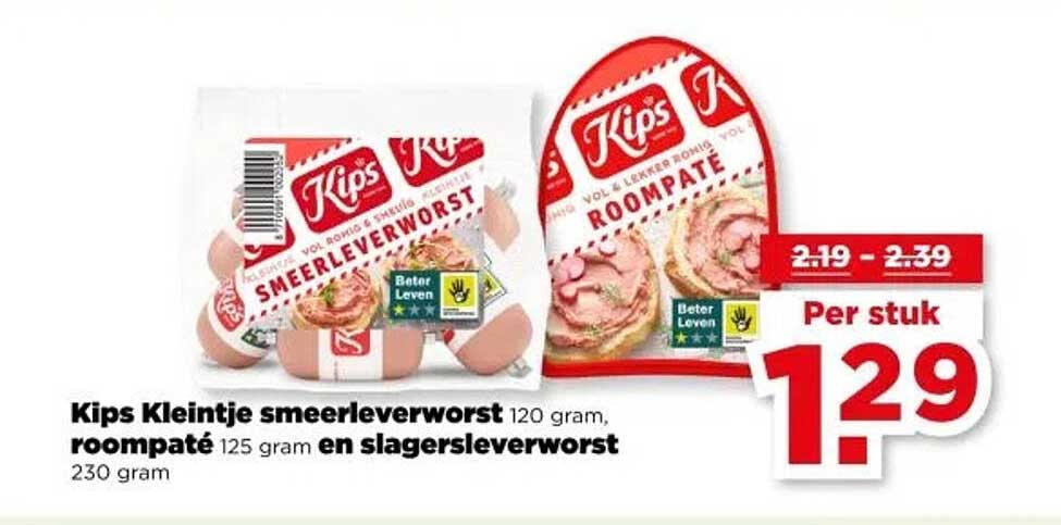Kips Kleintje Smeerleverworst 120 Gram, Roompaté 125 Gram En ...