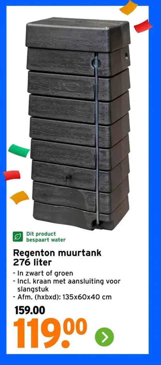 Regenton Muurtank 276 Liter Aanbieding bij GAMMA - FolderFeest.nl