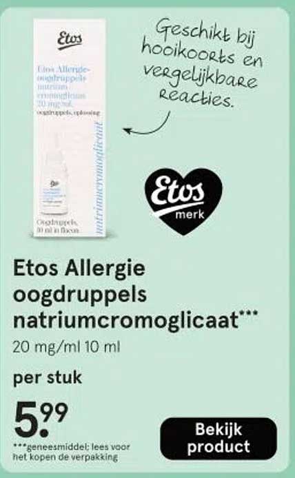 Etos Allergie Oogdruppels Natriumcromoglicaat*** Aanbieding bij Etos ...
