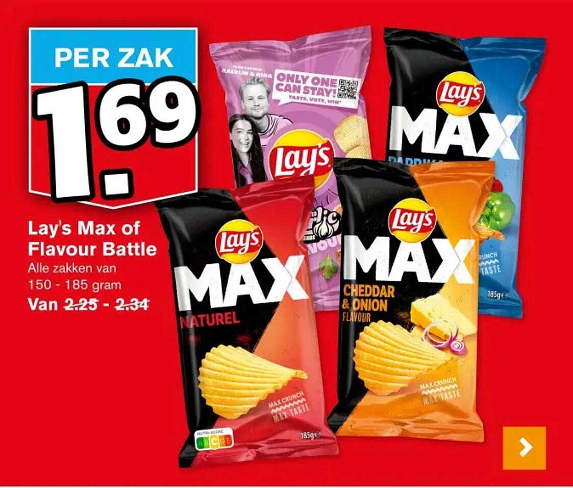 Lay's Max Of Flavour Battle Aanbieding bij Hoogvliet - FolderFeest.nl