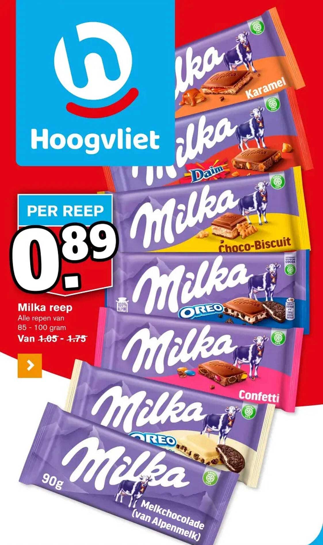 Milka Reep aanbieding bij Hoogvliet