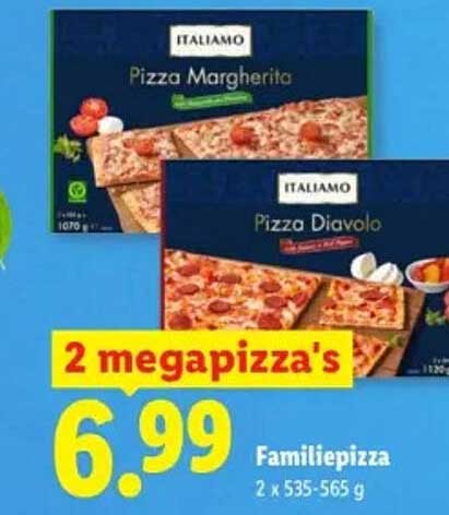 2 Megapizza's Familiepizza 2 X 535-565 G Aanbieding bij Lidl ...