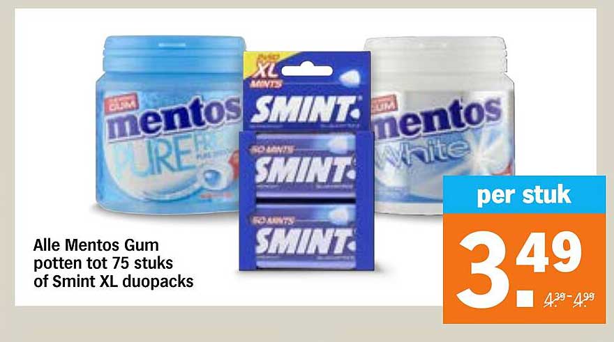 Alle Mentos Gum Potten Tot 75 Stuks Of Smint Xl Duopacks Aanbieding bij ...