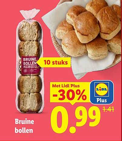 Bruine Bollen 10 Stuks Met Lidl Plus -30% Aanbieding bij Lidl ...