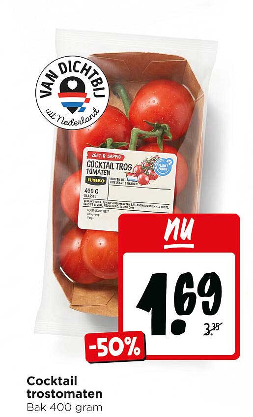 Cocktail Trostomaten Bak 400 Gram -50% Aanbieding bij Jumbo ...