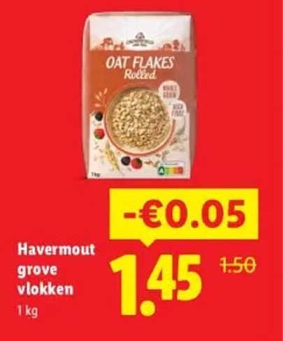 Havermout Grove Vlokken 1 Kg Aanbieding bij Lidl - FolderFeest.nl