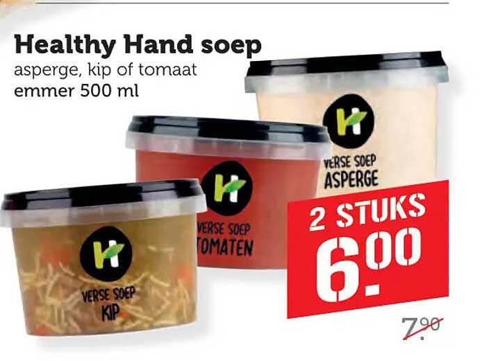 Healthy Hand Soep Asperge, Kip Of Tomaat Emmer 500 Ml 2 Stuks ...