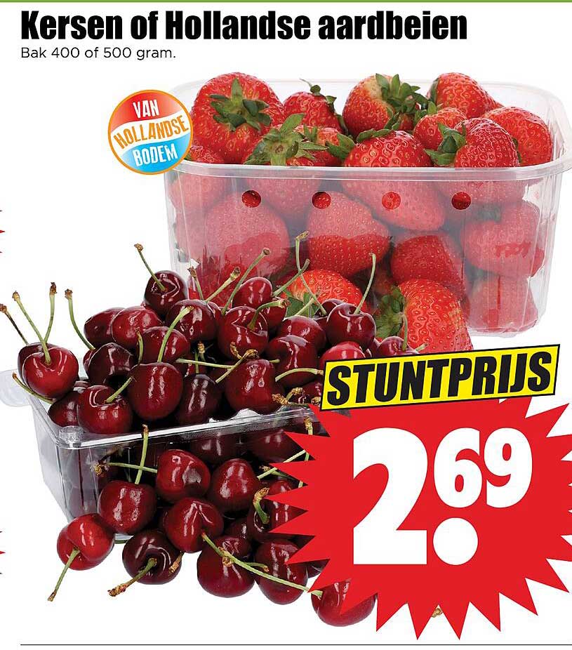 Kersen Of Hollandse Aardbeien Bak 400 Of 500 Gram. Aanbieding bij Dirk ...