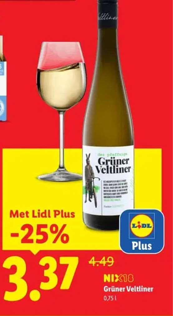 Nix18 Grüner Veltliner 0,75 L Met Lidl Plus -25% Aanbieding bij Lidl ...