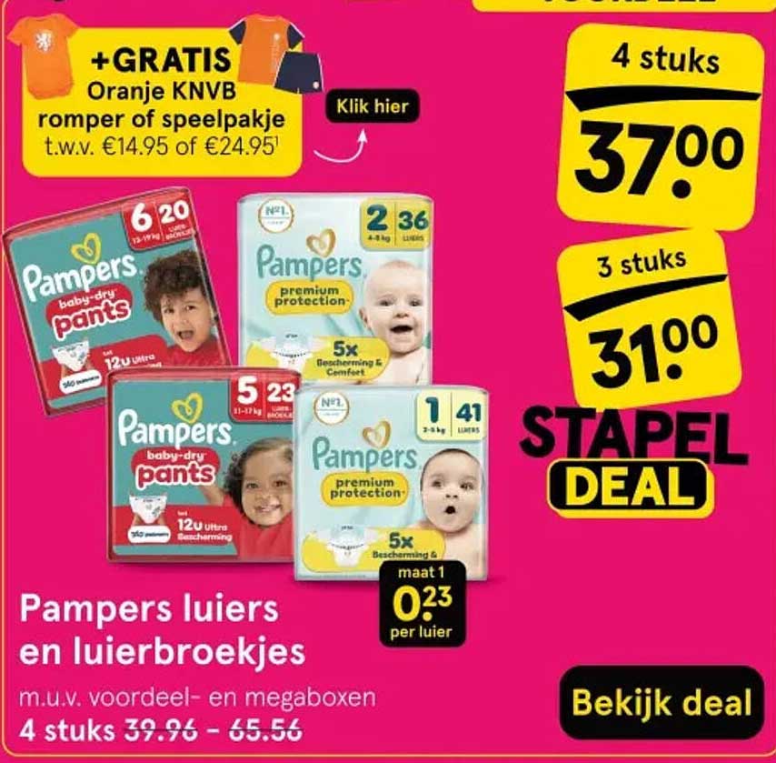 Pampers Luiers En Luierbroekjes Stapel Deal Aanbieding bij Etos ...