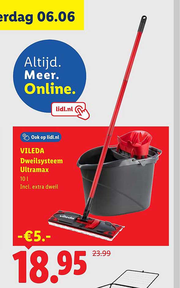 Vileda Dweilsysteem Ultramax 10 L Incl. Extra Dweil Aanbieding bij Lidl ...