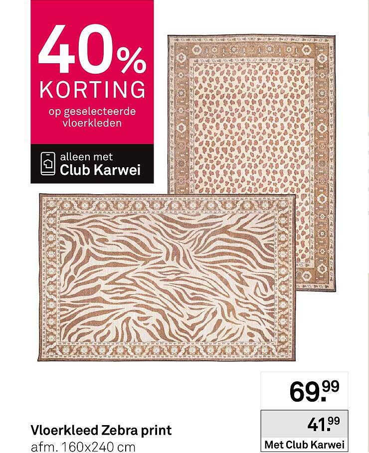 Vloerkleed Zebra Print Aanbieding bij Karwei - FolderFeest.nl