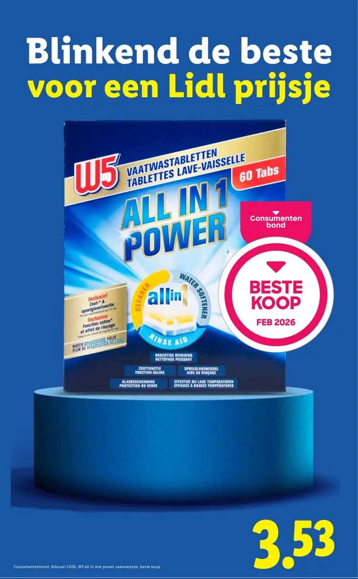 W5 All In 1 Power Vaatwastabletten 60 Tabs Aanbieding bij Lidl ...