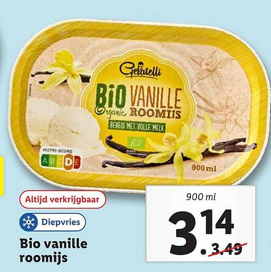 Bio Vanille Roomijs Aanbieding bij Lidl - FolderFeest.nl