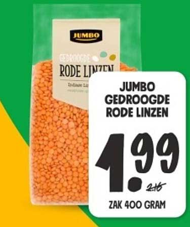 Jumbo Gedroogde Rode Linzen Aanbieding bij Jumbo - FolderFeest.nl