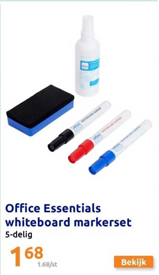 Office Essentials Whiteboard Markerset Aanbieding bij Action ...